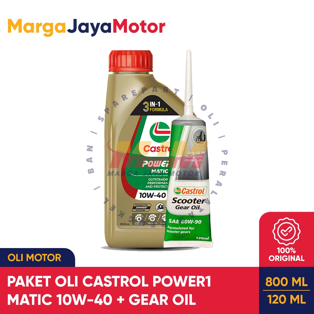 Jual Paket Oli Castrol Power1 Matic 10W-40 0.8L + Castrol Gear Oil ...