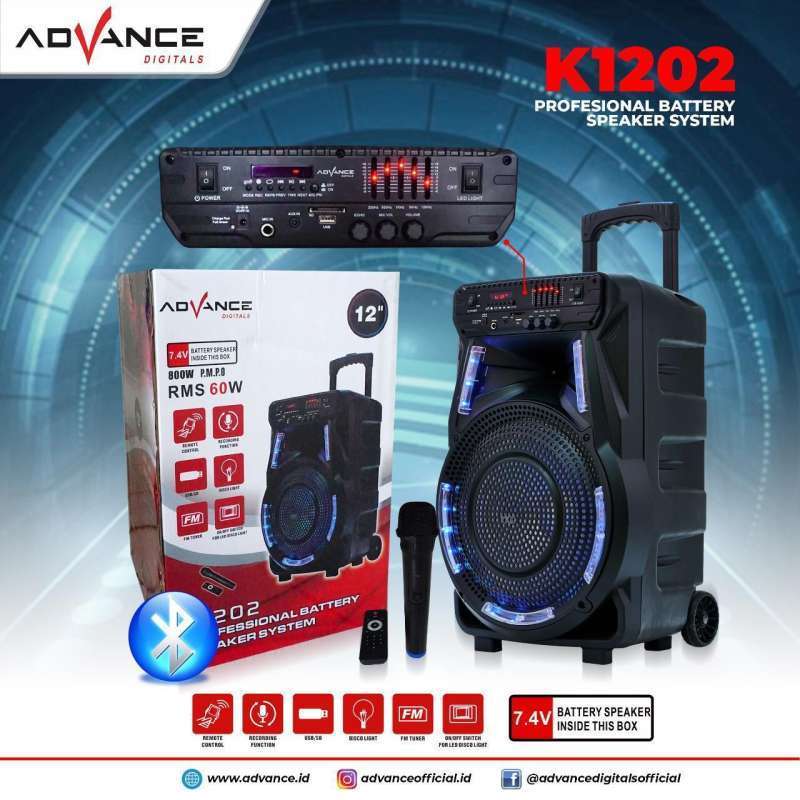 Jual Advance Speaker Bluetooth K1202 Speaker Meeting Portable Ukuran 12 inci - 1 Mic Wireless ...