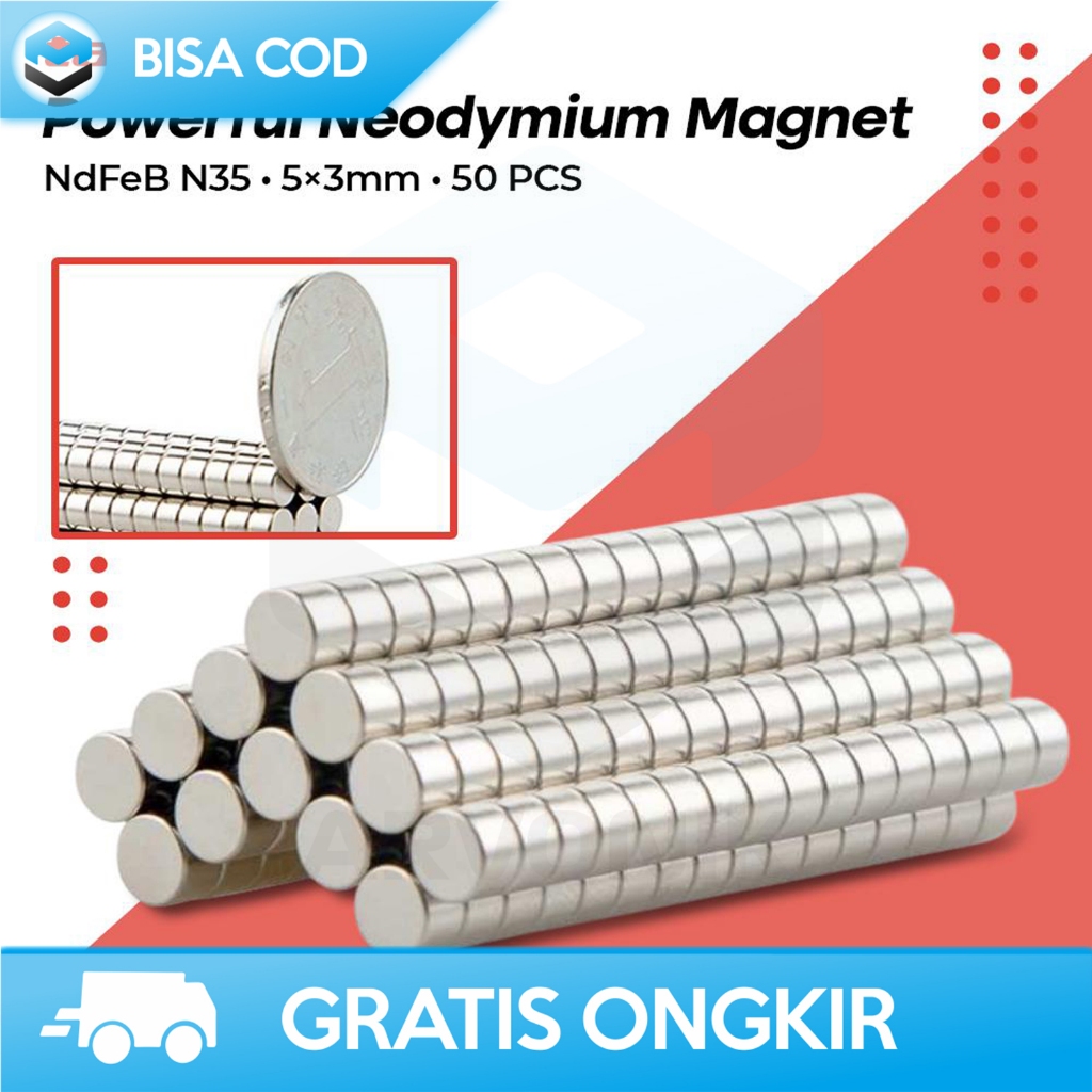 Jual MAGNET NEODYMIUM 50 PCS NdFeB N35 SUPER KUAT MAGNET DIY BENTUK ...