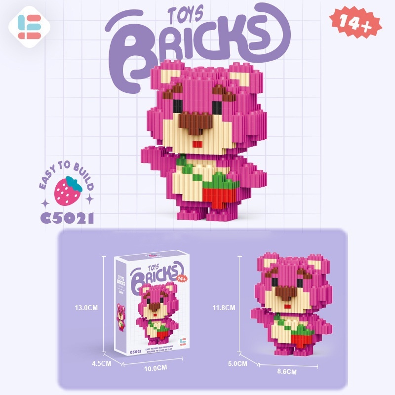 Jual Nano Block Bricks Mainan Lotso Strawberry Cute Mainan Balok Susun ...