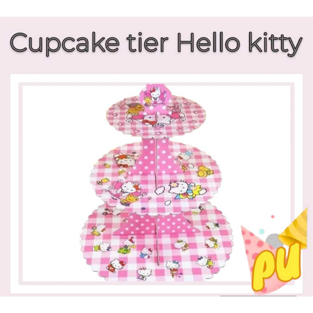 Jual Cupcake Tier HELLO KITTY / Cup cake Stand Ulang Tahun Sanrio Hello ...
