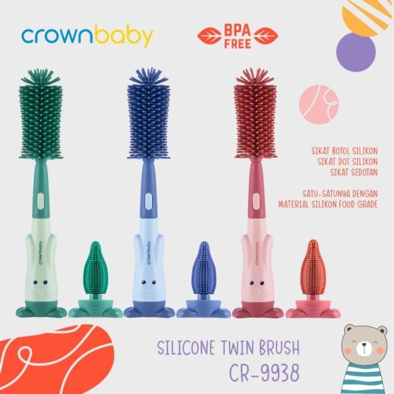 Jual Crown Baby Sikat Botol Silicone 3in1 CR9938 | Shopee Indonesia