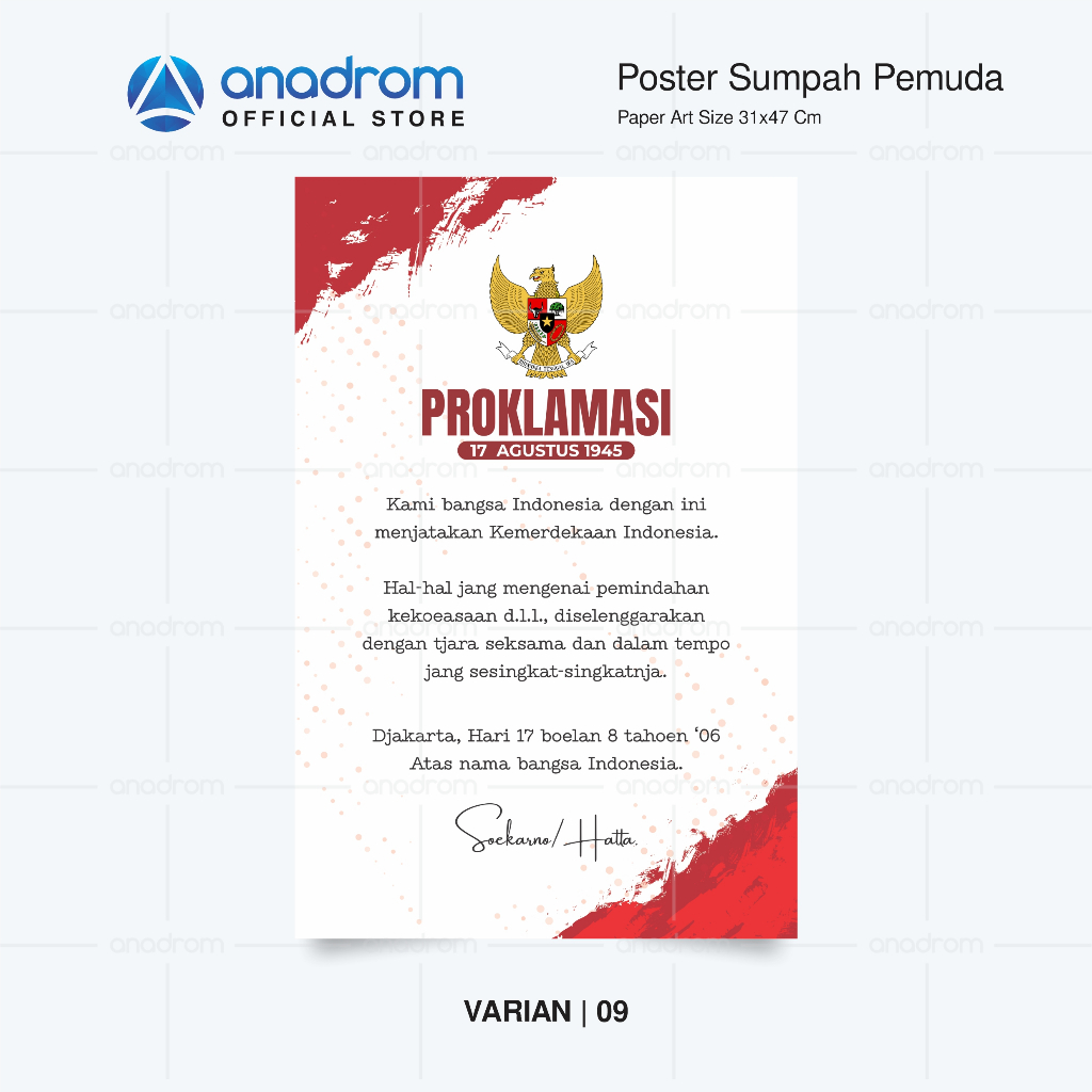 Jual Poster Sumpah Pemuda | Poster Pancasila | Poster Proklamasi ...