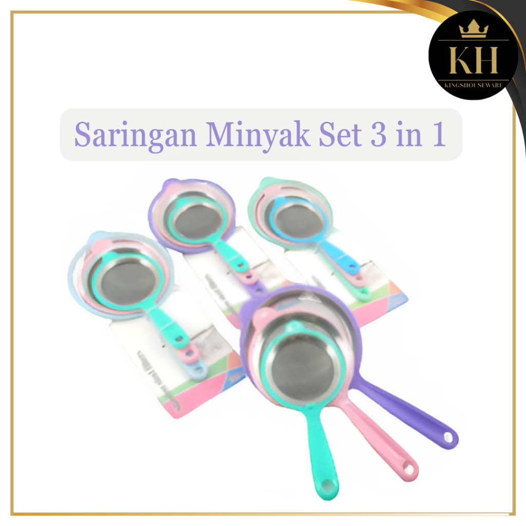 Jual KH- Saringan Minyak Set 3 in 1 Stainless/ Saringan Tepung Kopi Teh ...