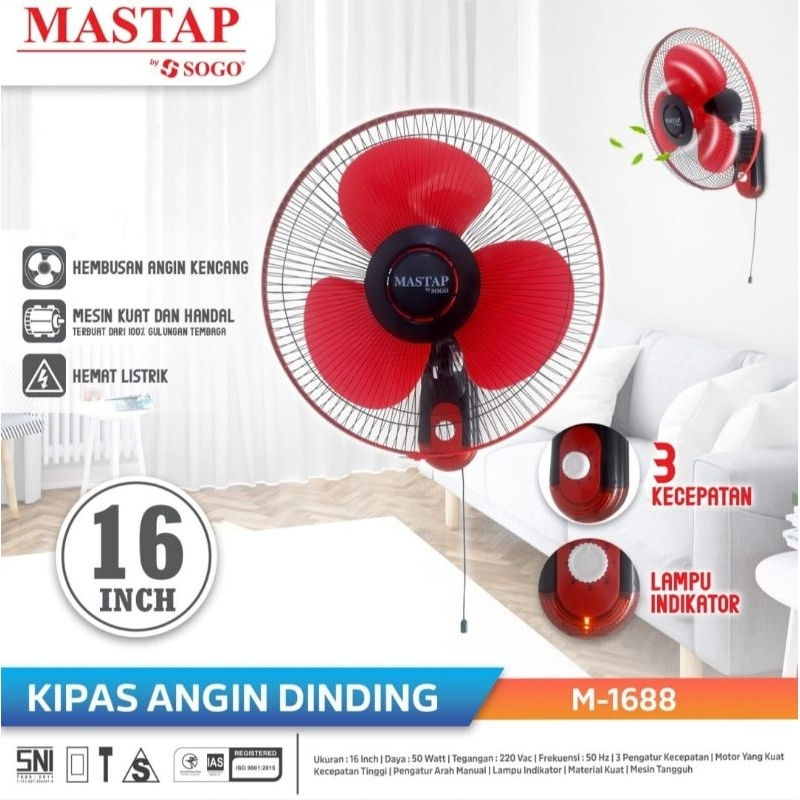Jual Kipas Angin Dinding / Tembok 16Inch Mastap M-1688/ Wall Fan Mastap ...