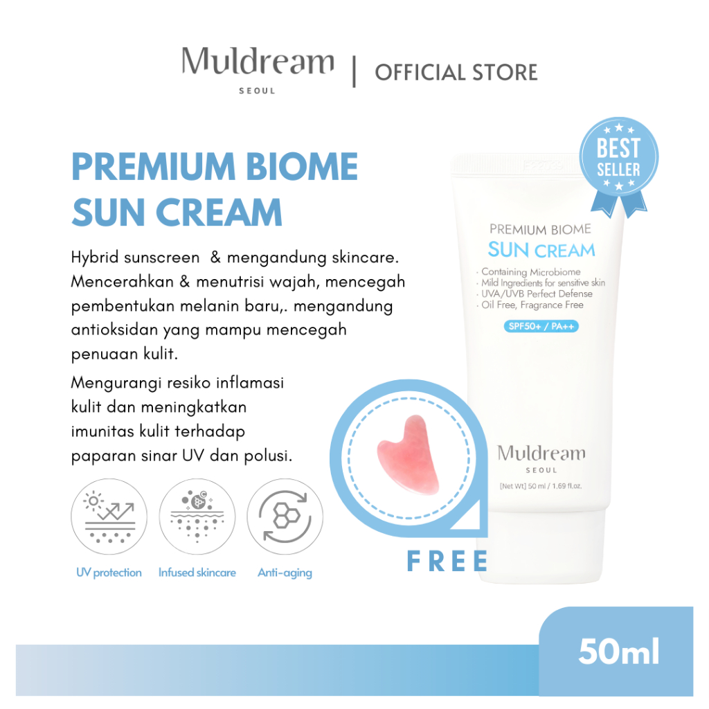 Jual Muldream Premium Biome Sun Cream SPF50+/PA++ 50ml | Shopee Indonesia