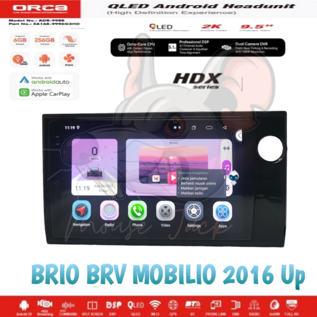 Jual Head Unit Android Orca HDX Series Brio - Mobilio - Brv 2016 Up 9 ...