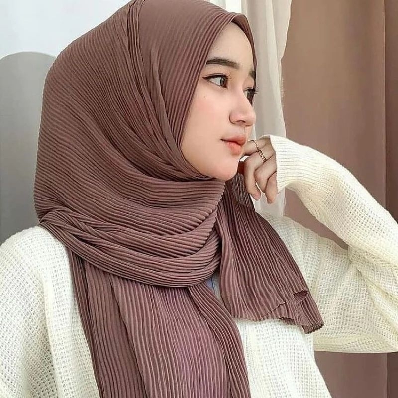 Jual Pashmina Plisket lidi // Hijab pashmina Full plisket premium | Shopee Indonesia