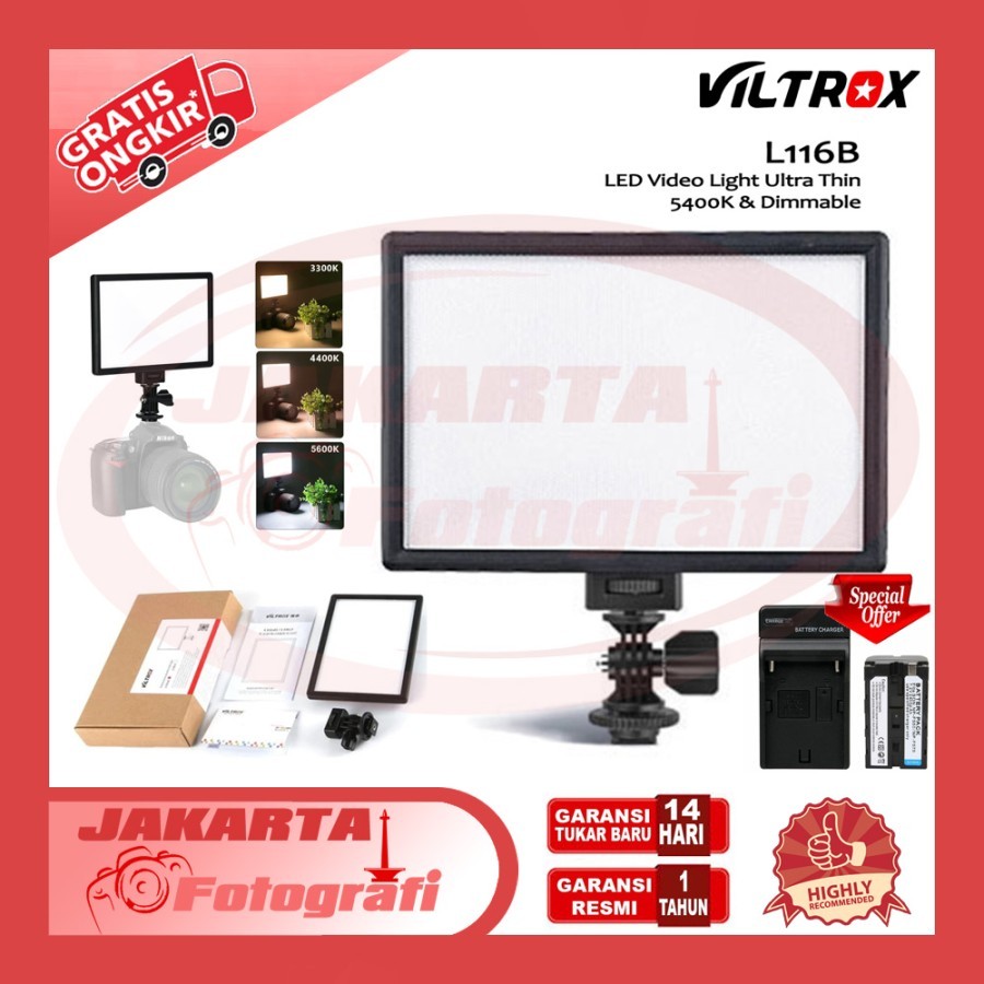 Jual VILTROX L116B / L-116B LED Light Ultra Thin 5400K & Dimmable | Shopee Indonesia