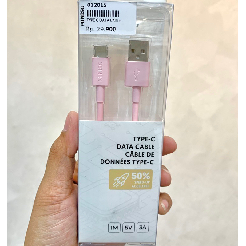 Jual MINISO Kabel data USB-TYPE C fash charging ,kabel cas hp 1 meter ...