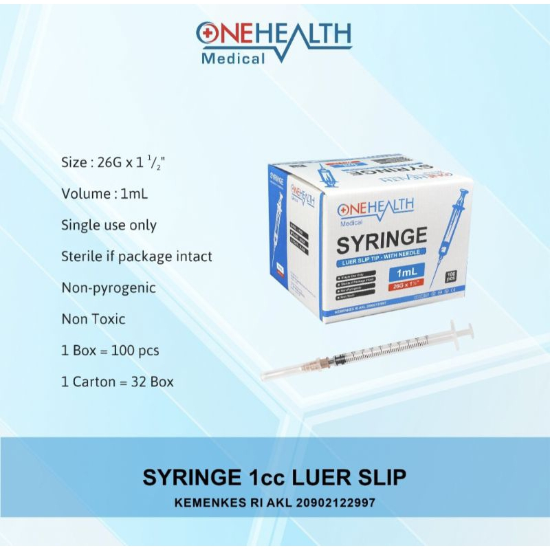 Jual Spuit 1 cc Onehealth / Syringe 1ml Onemed Terumo HARGA PER PCS ...