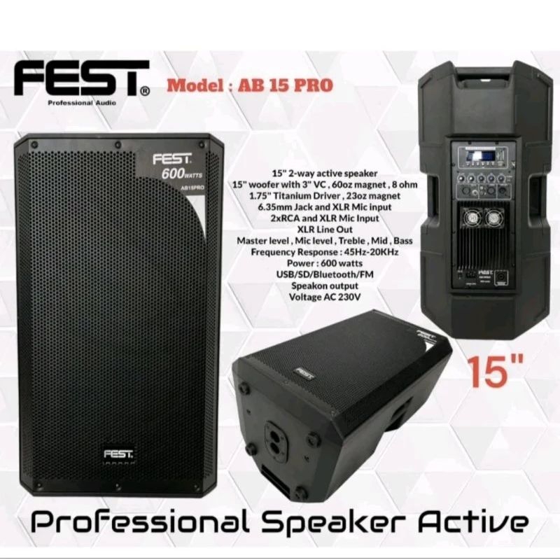 Jual Speaker aktif fest ab 15 pro 600 watt 15 inch original | Shopee ...