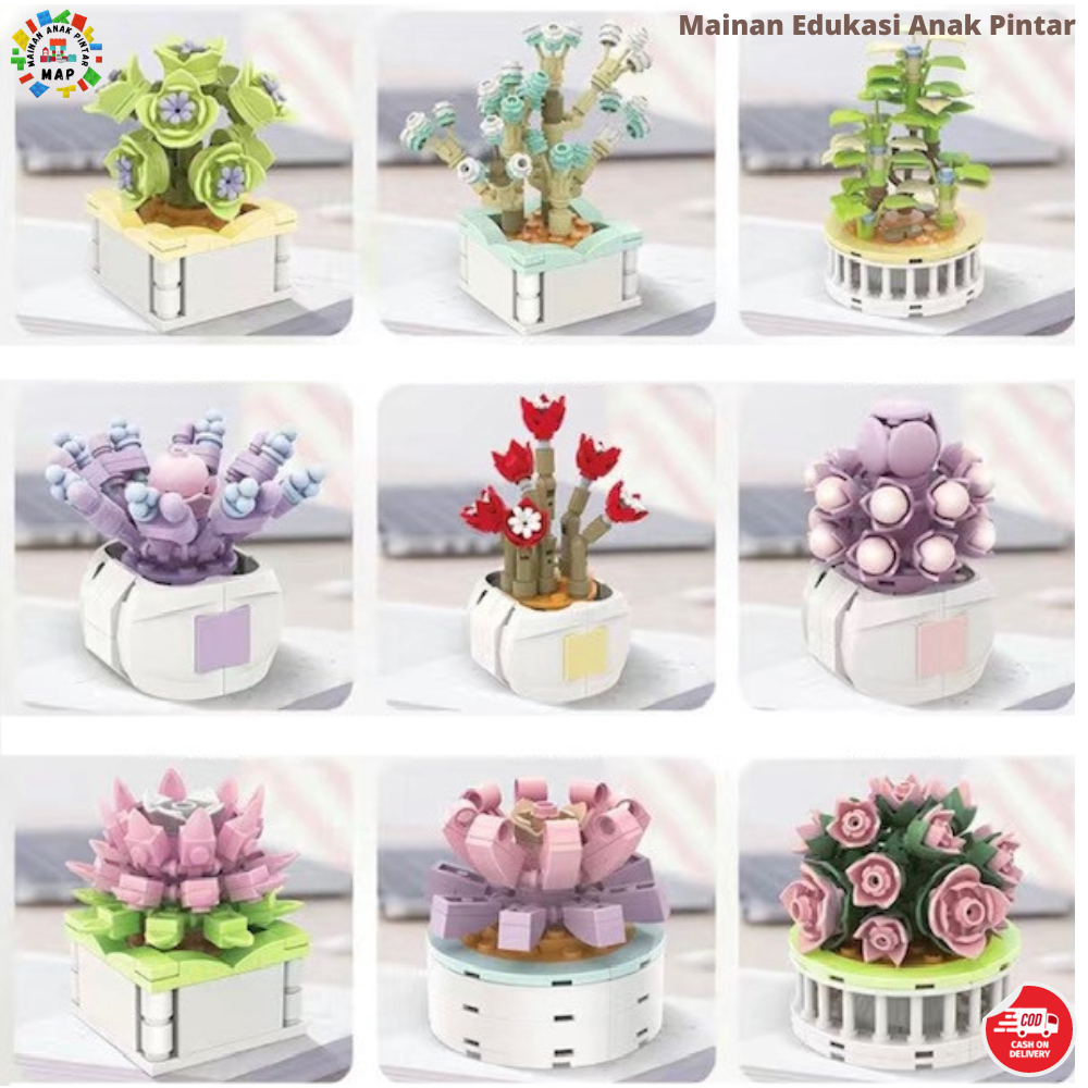 Jual Mainan Brick Nano Blocks Balok Susun Buket Tanaman Bunga Dekorasi ...