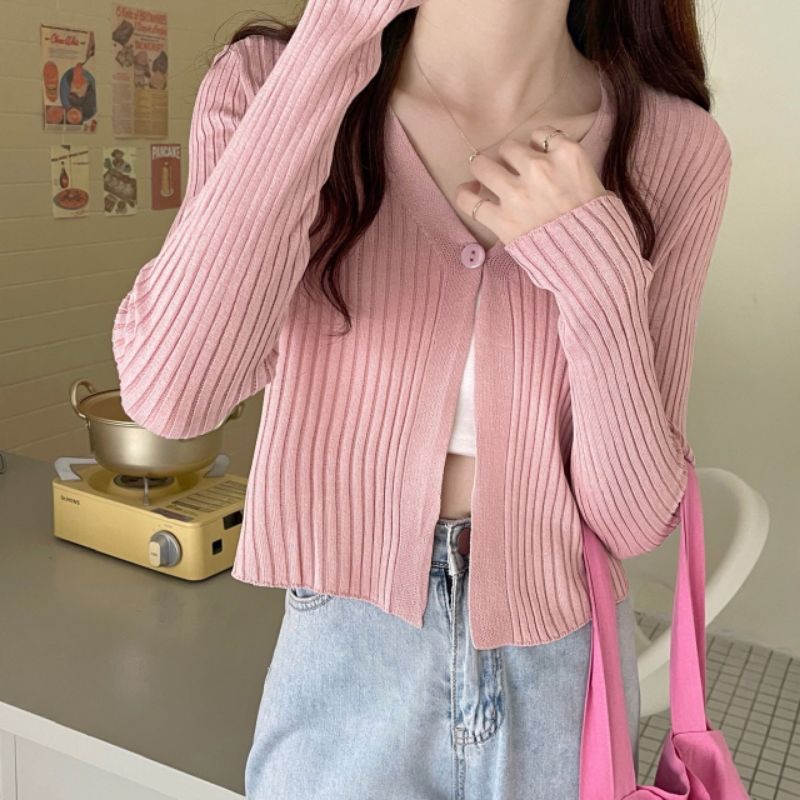 Jual Yolla knitted kancing Cardigan korean style Sweater rajut wanita Baju lengan panjang Maja ...