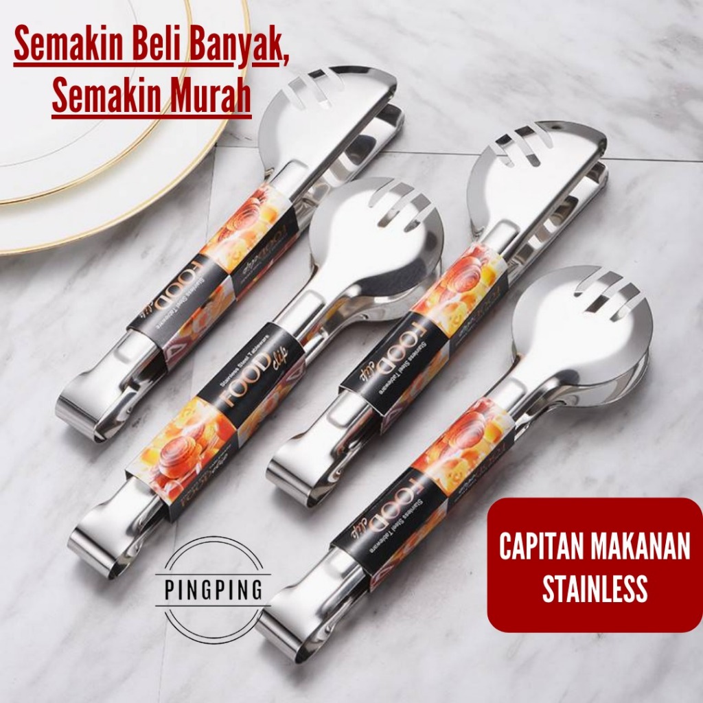Jual capitan setengah bundar jepit roti full stainless steel 9 inch ...