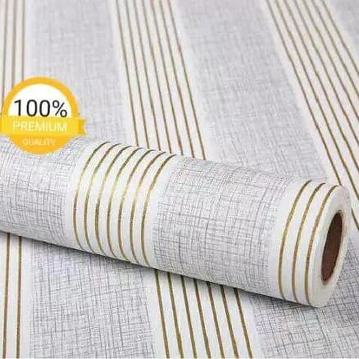 Jual Wallpaper Dinding | Wallpaper Sticker Murah Berkualitas | Abu - Abu Garis Emas Salur ...