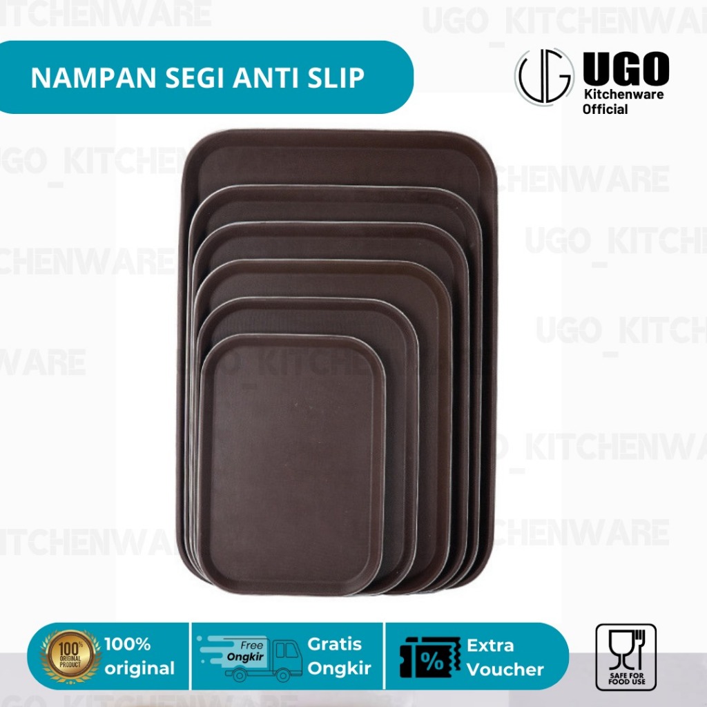 Jual UGO Nampan Persegi Anti Slip Karet Polos Tebal 35x25cm | Square ...