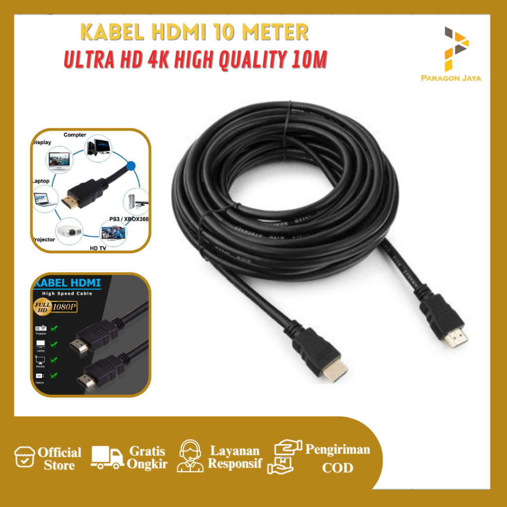 Jual KABEL HDMI 10 METER ULTRA HD 4K HIGH QUALITY 10M | Shopee Indonesia
