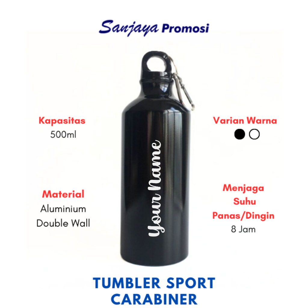 Jual Tumbler Botol Sport Carabiner Aluminium Botol Sepeda / Run Bottle ...