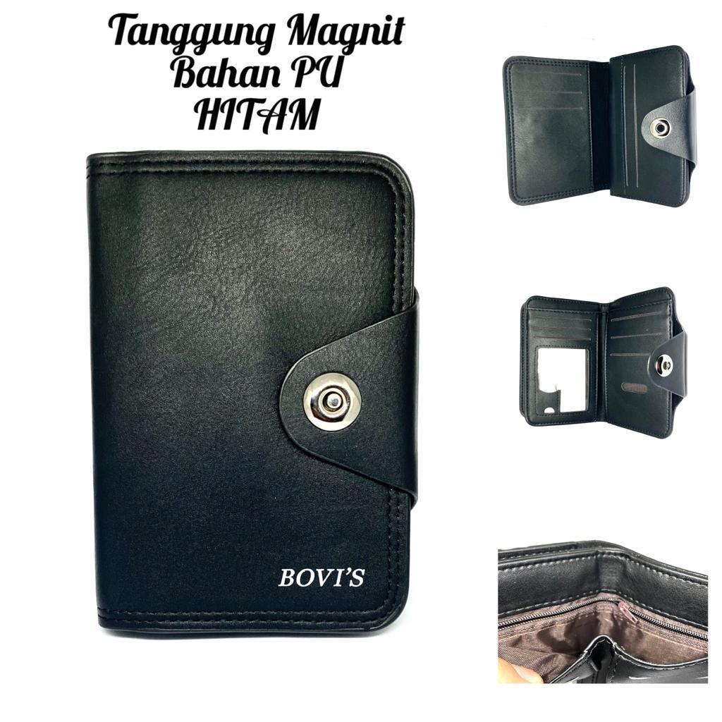 Jual Dompet Pria Dompet Tanggung Ukuran 3/4 Kancing Magnit Bahan PU ...