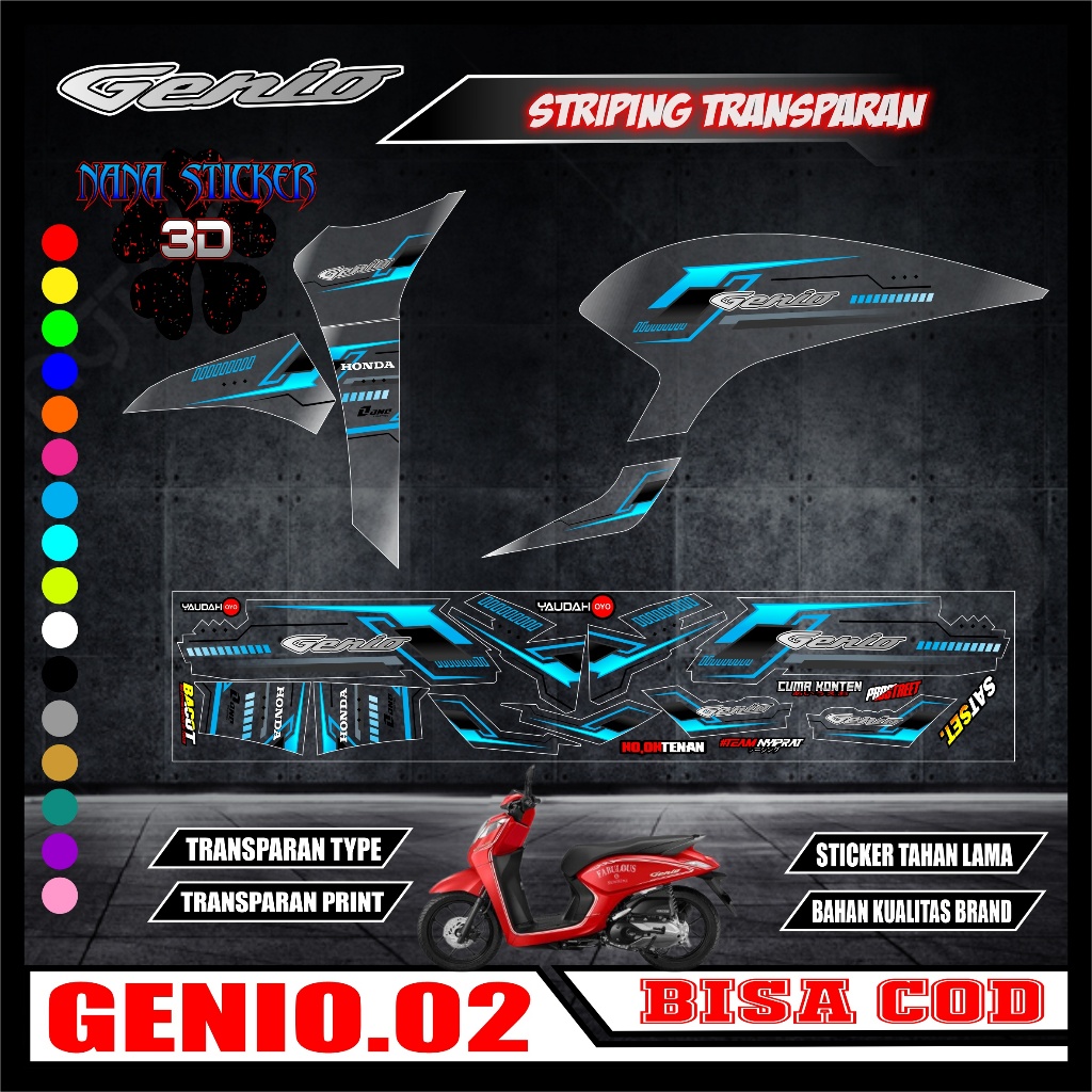 Jual Striping TRANSPARAN HONDA GENIO Variasi Stiker Sticker list body ...