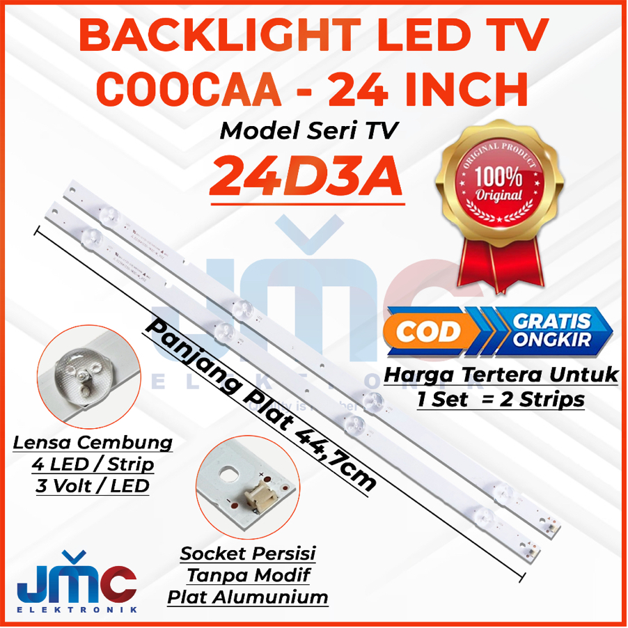 Jual BACKLIGHT TV LED 24 INCH COOCAA 24D3A LAMPU BL 24 IN 24D3A 4K 3V | Shopee Indonesia