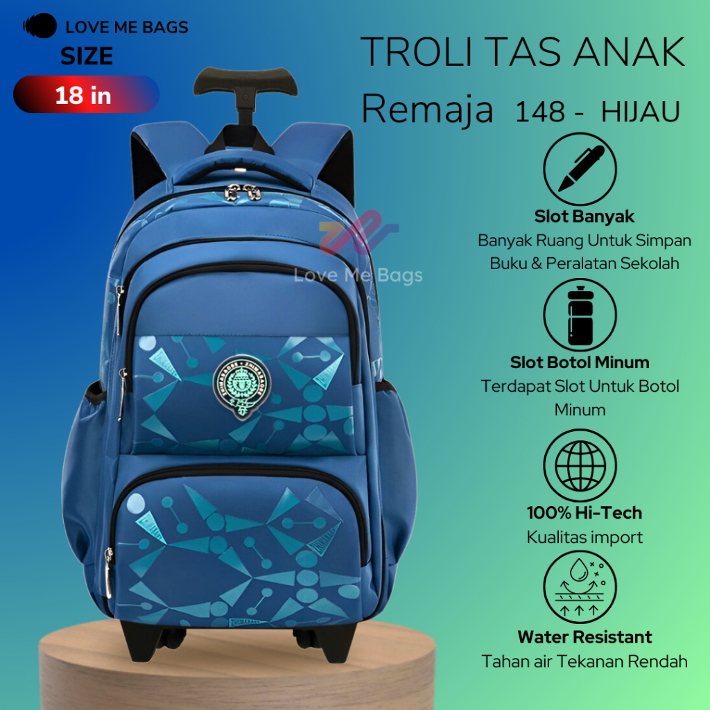 Jual LMB Tas Troli Sekolah Anak Laki-Laki SD Remaja import Model Kulkas anti air Ukuran Besar ...