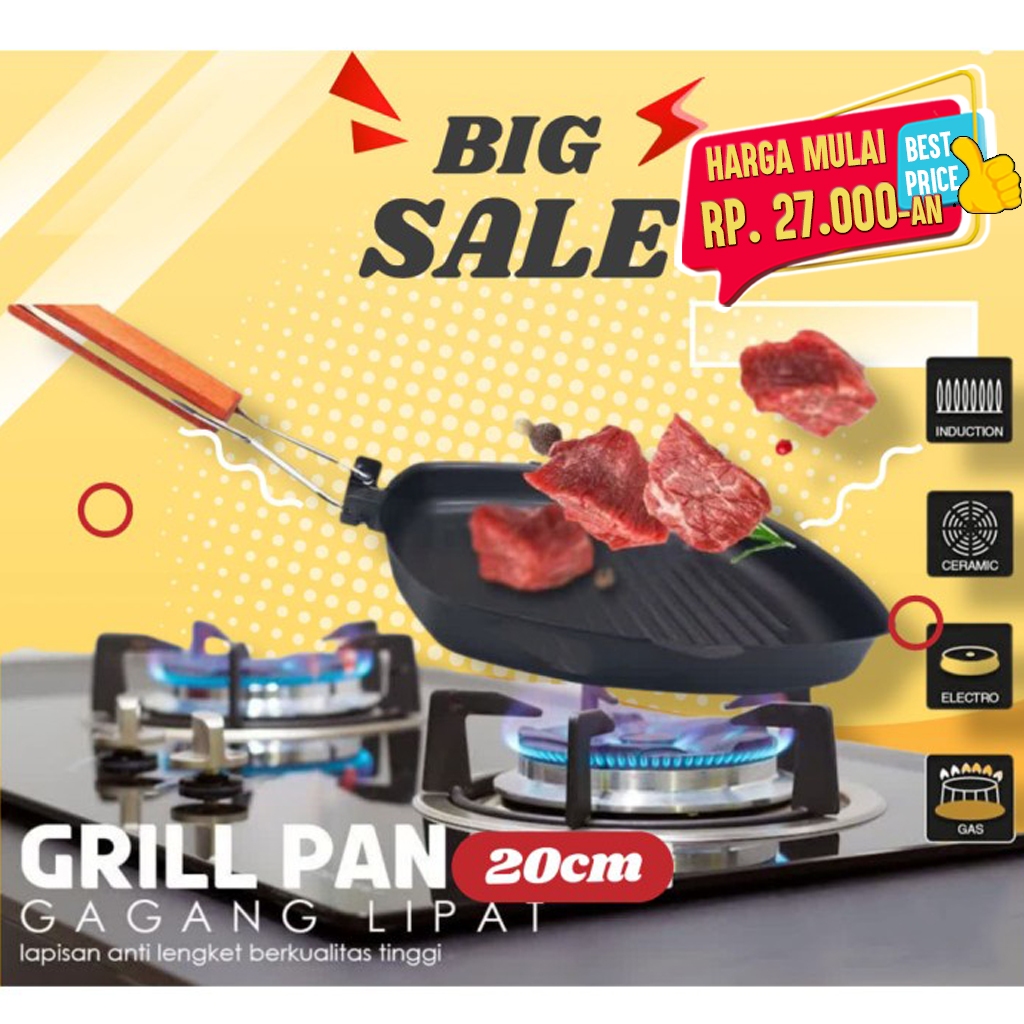 Jual Panci Panggang Square Grill Pan BBQ Wajan Teflon Kotak BBQ Bakaran ...