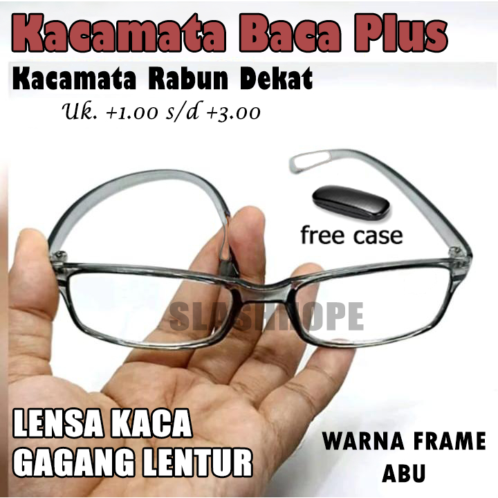 Jual Kacamata Baca / Kacamata Plus Lensa Kaca Asli Tangkai Lentur Pria Wanita Ukuran +1.00 s/d ...