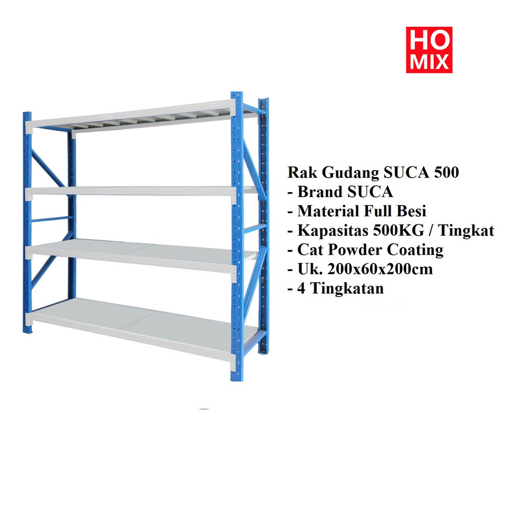 Jual Homix 200x60x200CM Rak Gudang Serbaguna Rak Besi Siku 4 Susun Rak ...