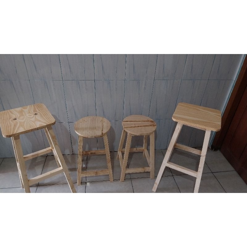 Jual kursi bar kayu pinus / kursi tool kayu pinus / kursi kayu / kursi ...