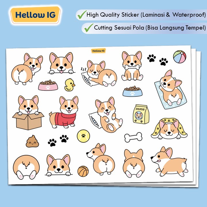 Jual STICKER PACK | FUNNY DOG CORGI | ANJING LUCU | STIKER BOTOL KOPER ...