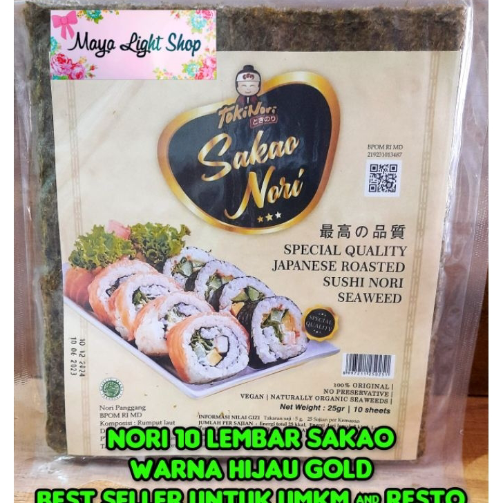 Jual Best Paket Nori sushi 10 lembar + bambu sushi dan nori isi 5 ...