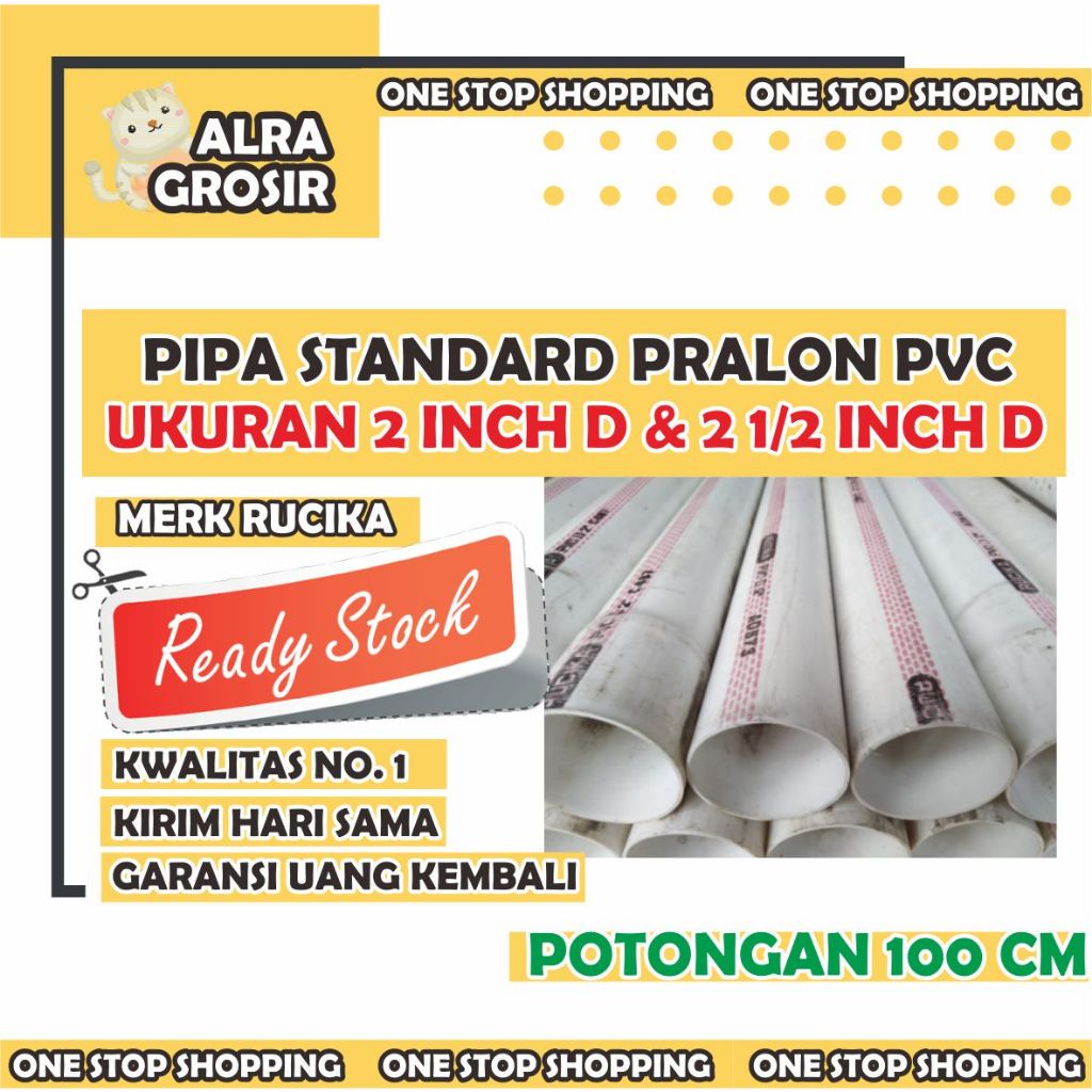 Jual PIPA RUCIKA STANDARD PRALON PVC 2 2 1/2 INCH D POTONGAN 100 CM ...