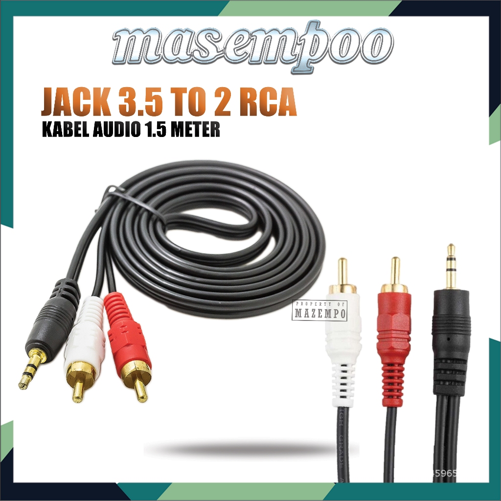 Jual Kabel Audio JACK 3.5 To 2 RCA Gold Plated 1.5 Meter | Shopee Indonesia