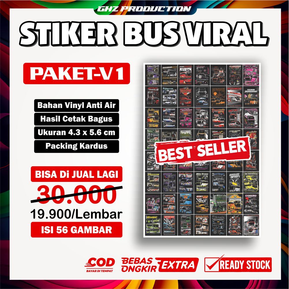Jual STIKER BUS VIRAL 56PCS V1 BISA DIJUAL LAGI - STIKER BISMANIA ...