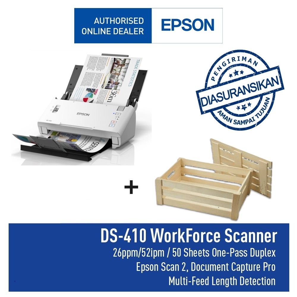 Jual Scanner Epson WorkForce DS-410 DS410 A4 Duplex Sheet-fed Document ...