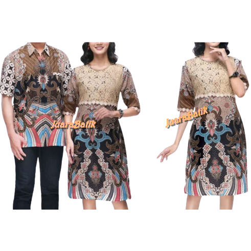 Jual COUPLE DRESS BATIK MODERN CREAM COUPLE DRESS CREAM COUPLE DRESS ...