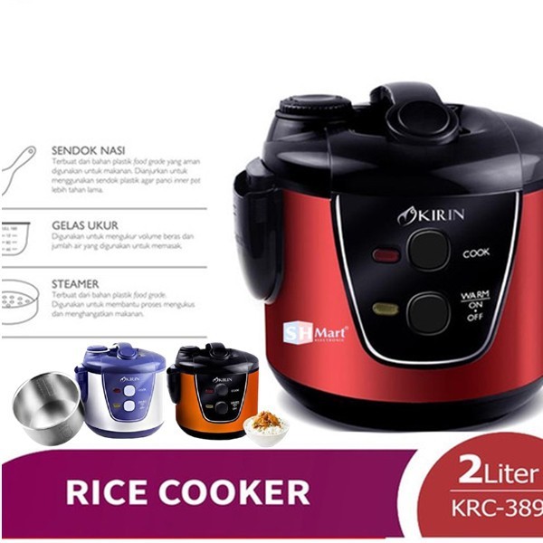 Jual Kirin Rice Cooker with Stainless Pot 3 in1 KRC-389 (2 Liter)- Maxistore | Shopee Indonesia