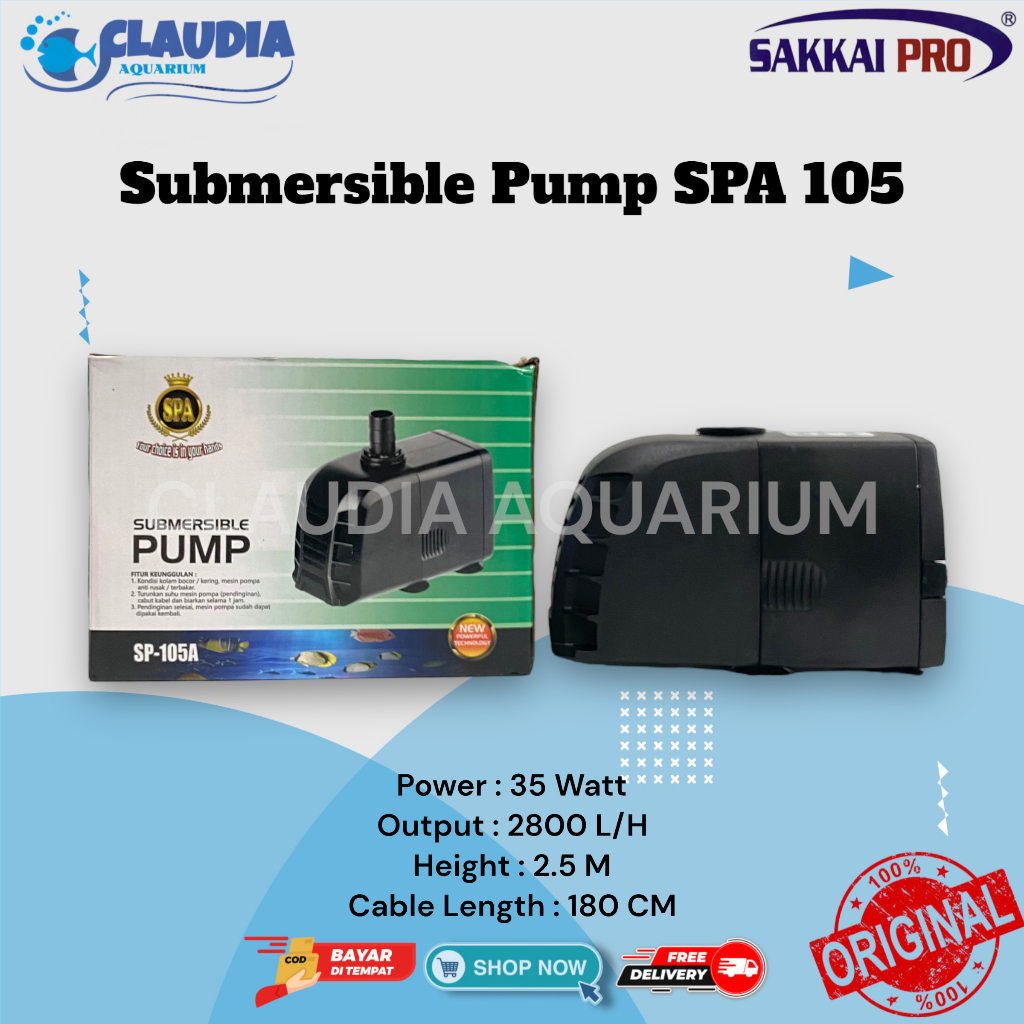 Jual Pompa Celup Submersible Pump SPA 105 SP 105A 35 Watt Aquarium ...