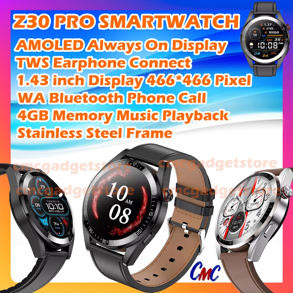 Jual Z30 Pro Smartwatch AMOLED AOD 4GB Bluetooth Call 1.43inch Watch ...