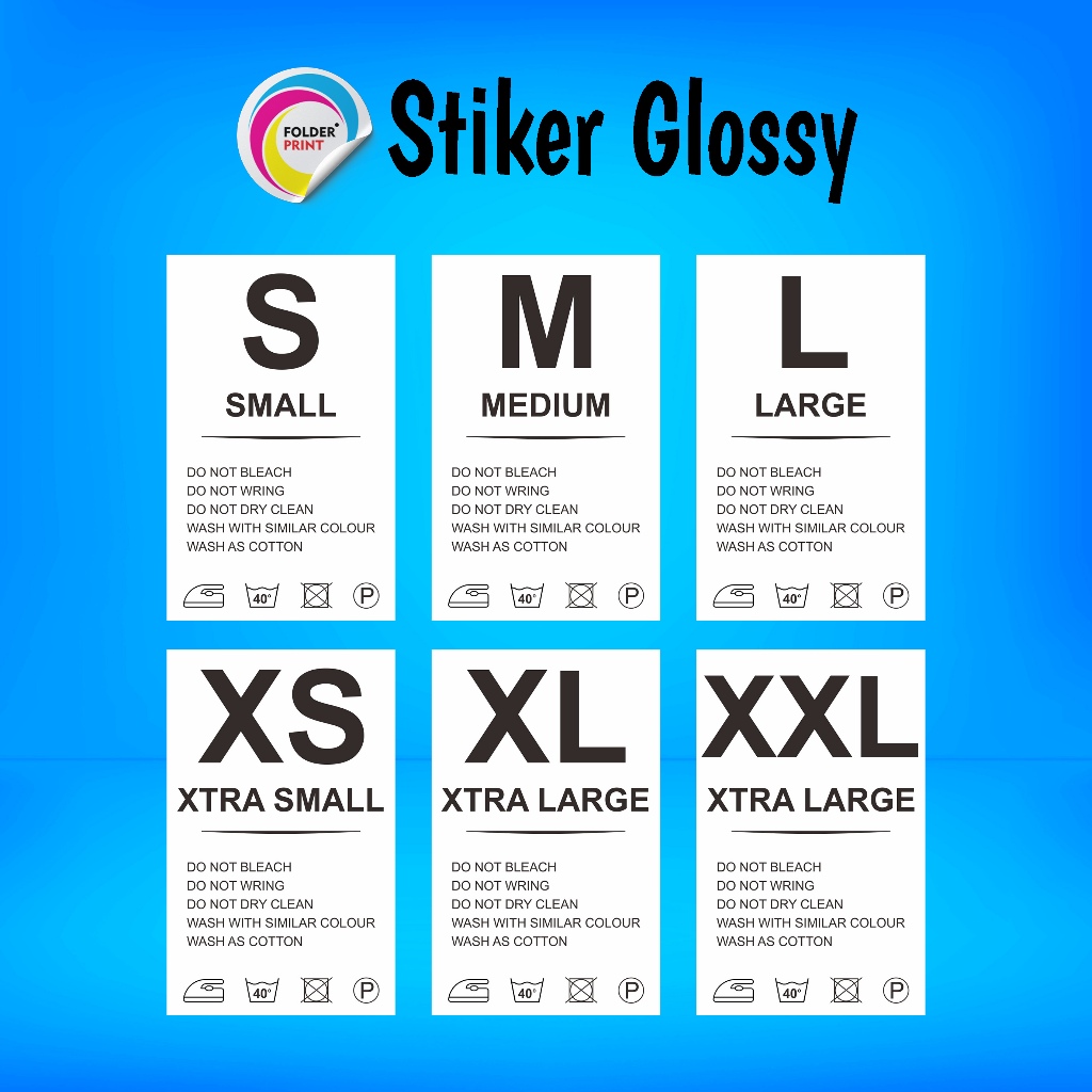Jual Cetak Stiker Ukuran Baju Label Size Custom Design | Shopee Indonesia