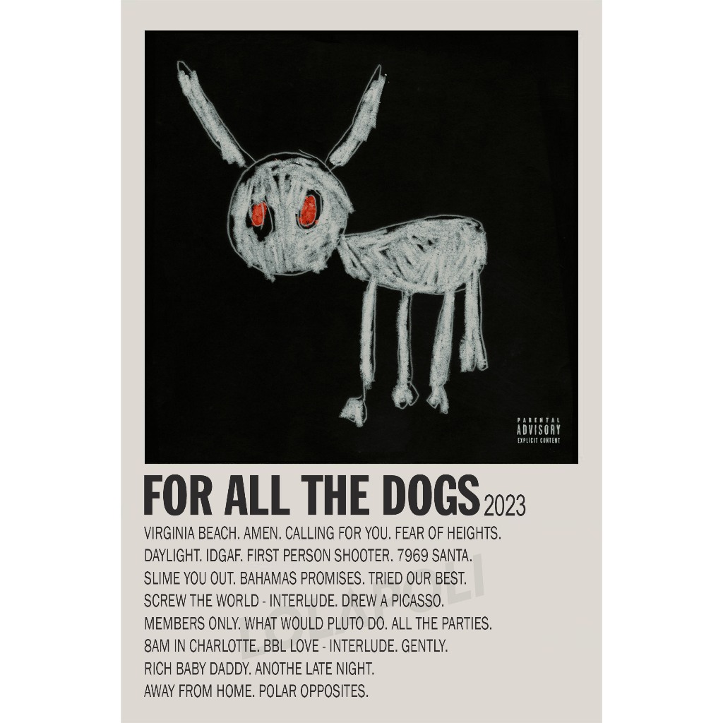 Jual Poster Cover Album For All The Dogs - Drake | Shopee Indonesia