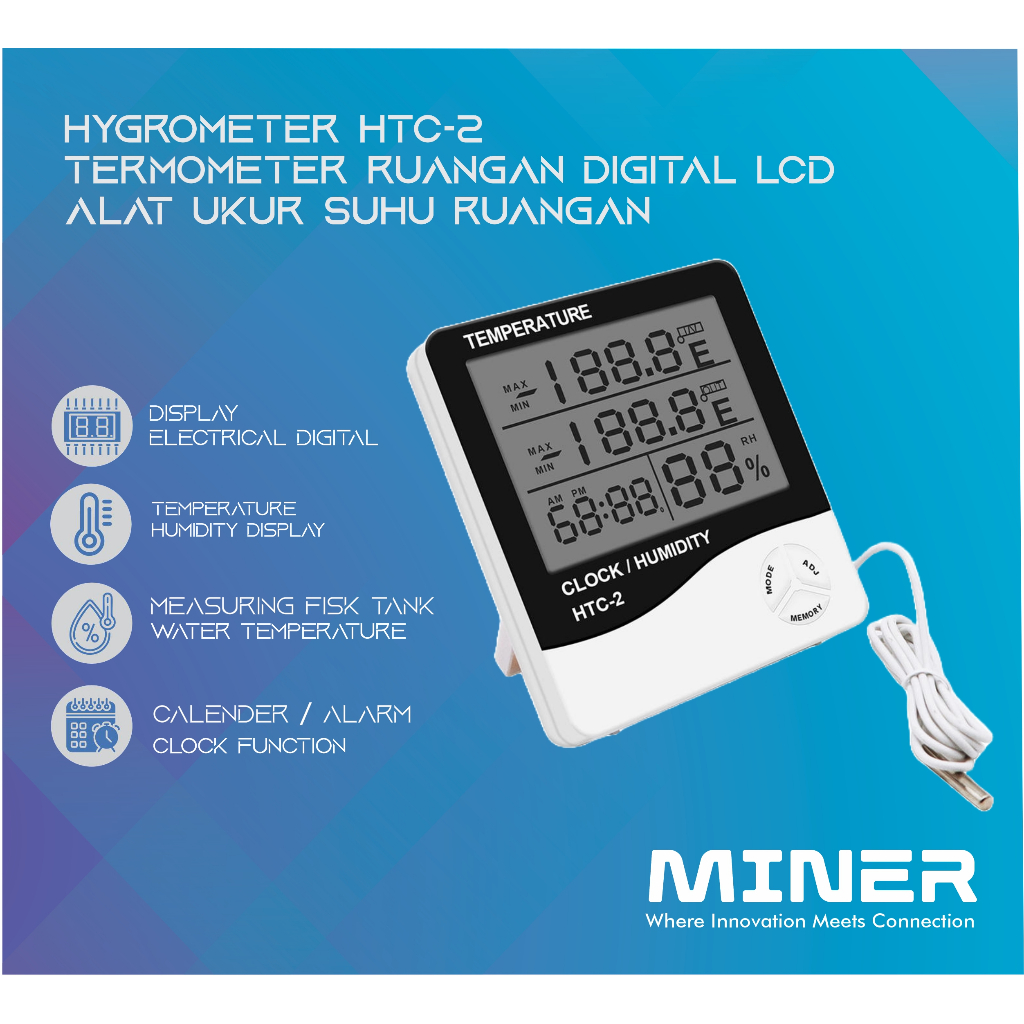 Jual Hygrometer HTC-2 Termometer Ruangan Digital LCD Alat Ukur Suhu ...