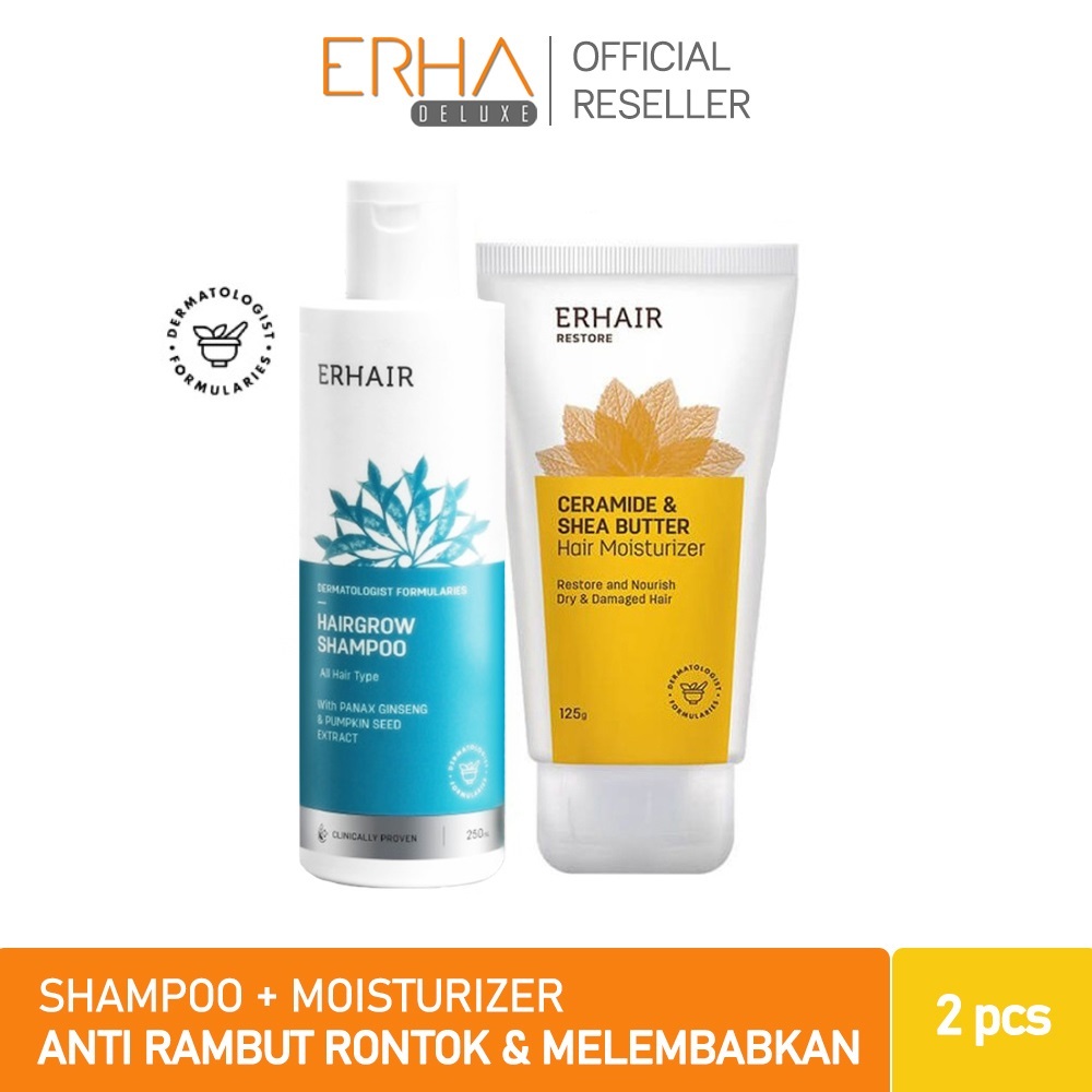 Jual ERHA ERHAIR Hairgrow Shampoo 250 ml + Kondisioner Hair Moisturizer ...