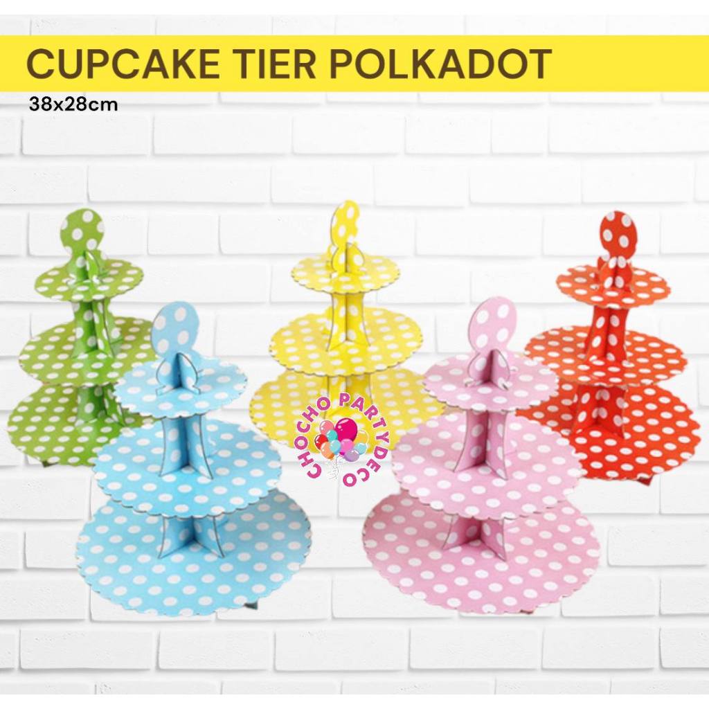 Jual Cupcake Tier POLKADOT / Cup Cake Stand Dot / Stand Cup Cake 3 ...