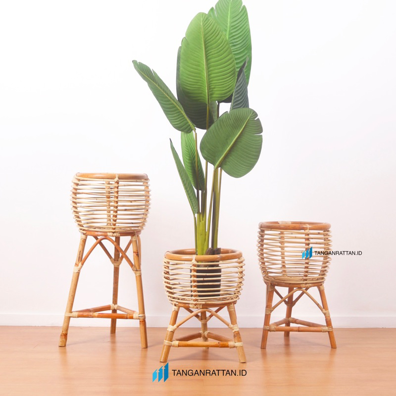 Jual Standing Pot Bunga Rotan / Tempat Bunga Rotan Finishing Natural ...