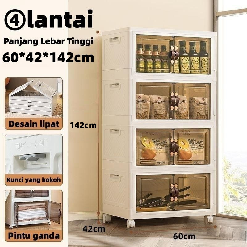 Jual Panjang60CM triple kotak penyimpanan storage box susun lemari ...