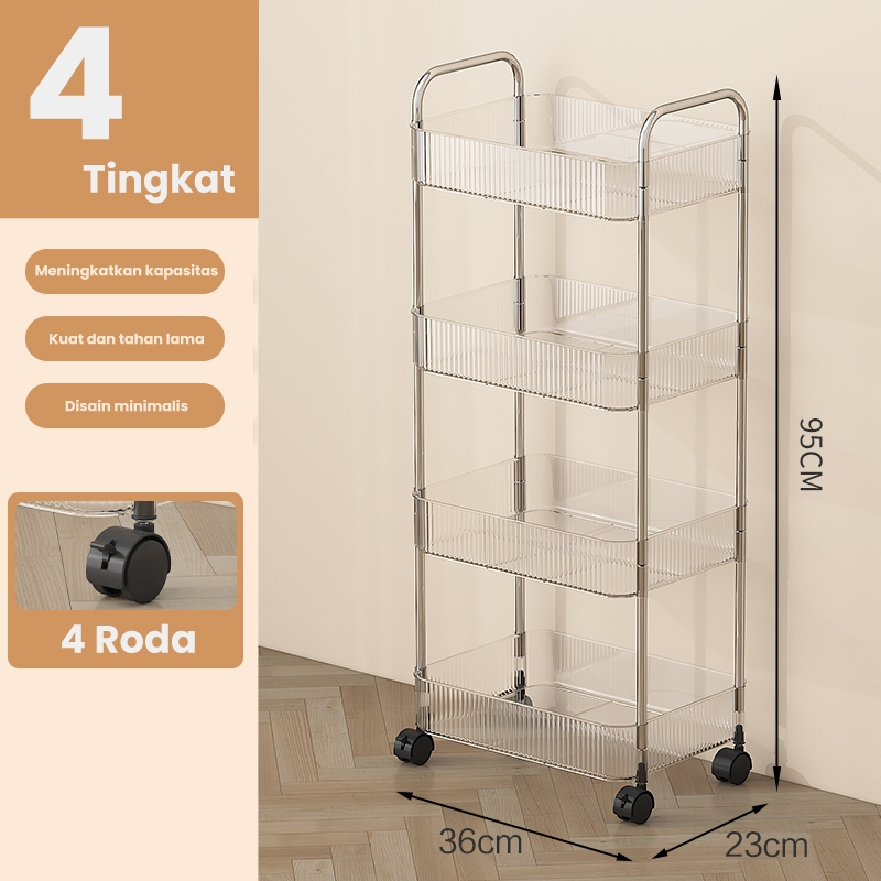 Jual Muzy Rak Troli Susun Dapur Transparan Rak Dapur Square Rak Troli ...