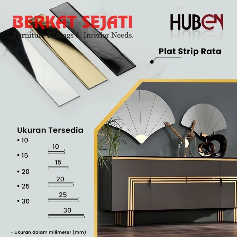 Jual List Plat Strip GOLD MIRROR 3 cm 30mm Profil Rata Stainless Steel ...